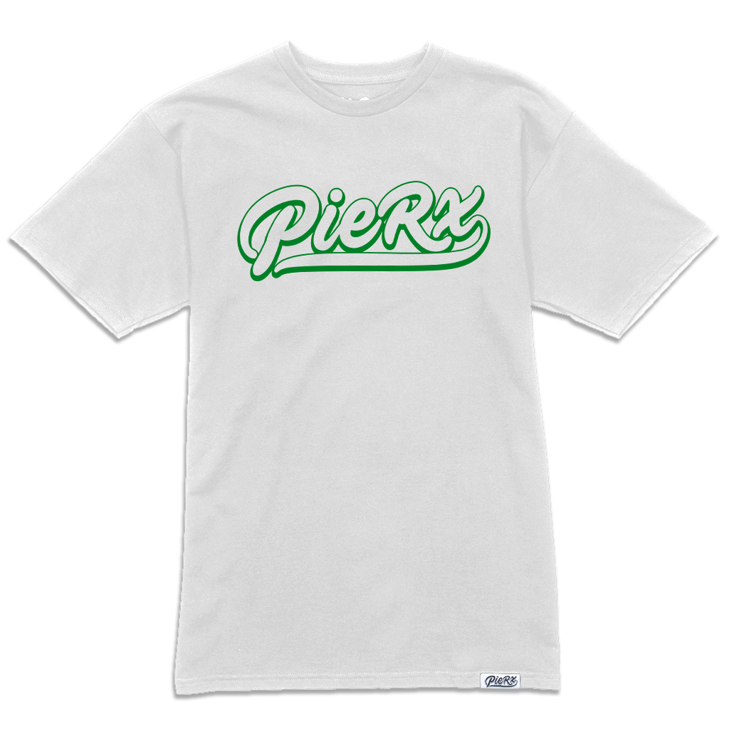 Whip Game Tee - White/Green – Pie-Rx Clothing