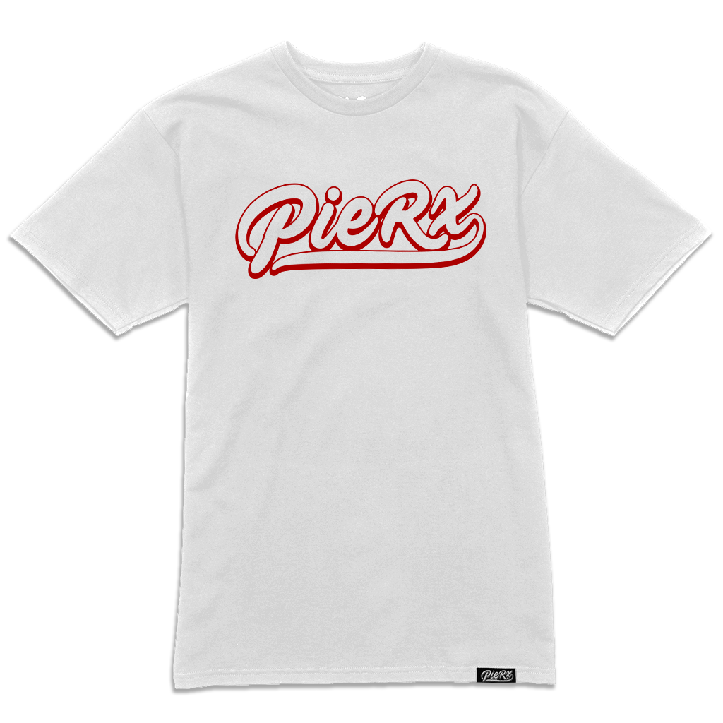 Whip Game Tee - White/Red – Pie-Rx Clothing