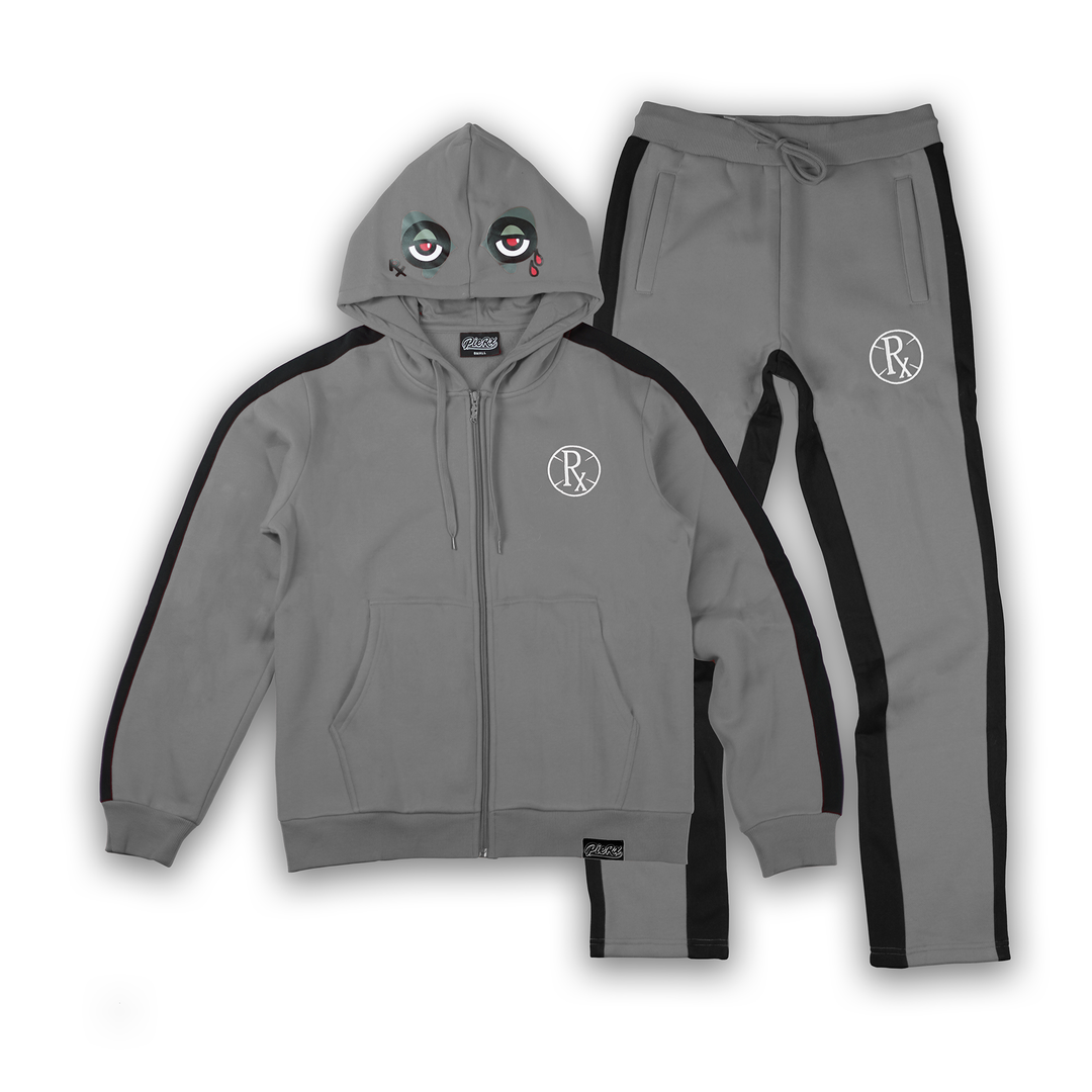 Stripe Rx Wolf Eyes Sweat Suit - Gray/Black – Pie-Rx Clothing
