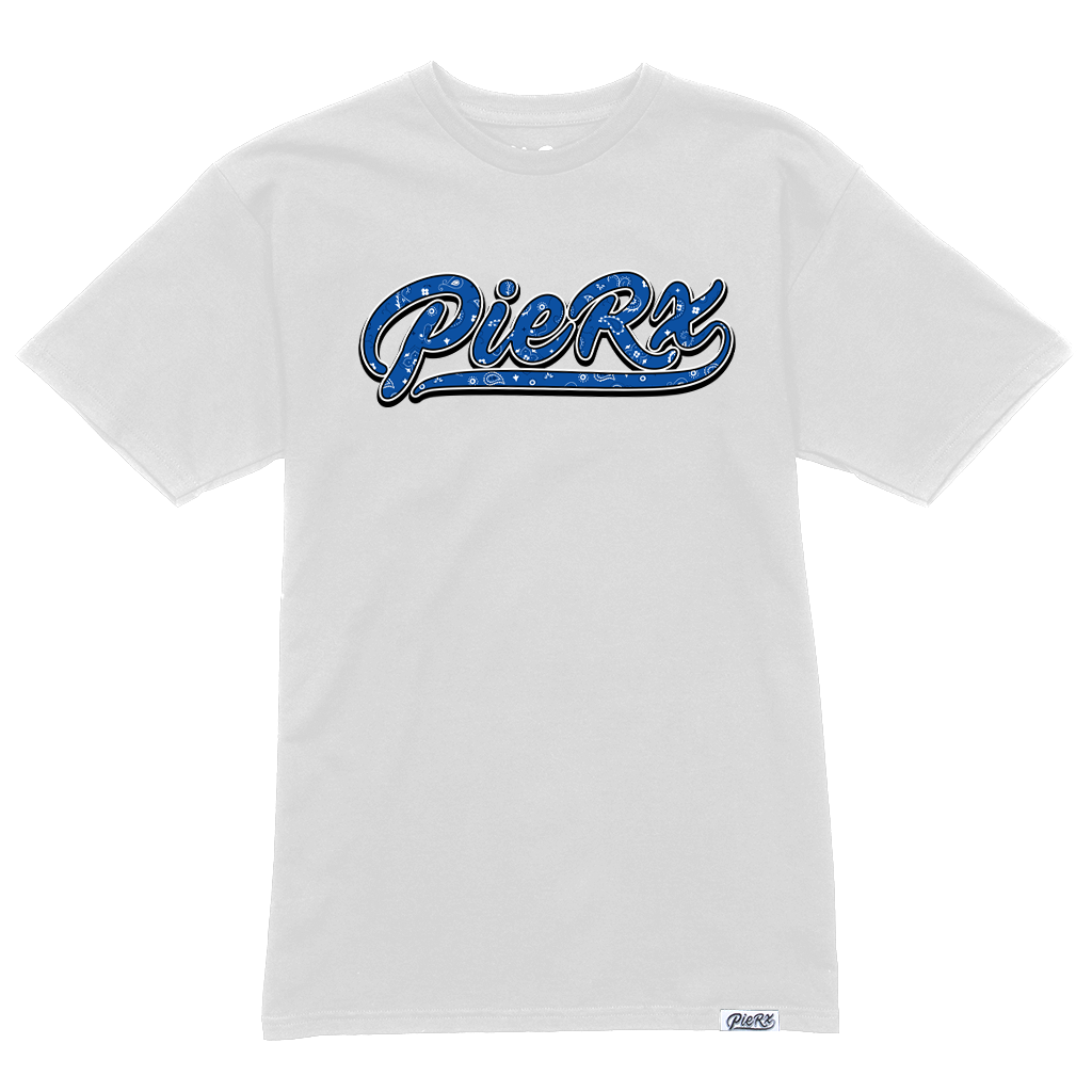 Whip Game Blue Paisley Tee - White – Pie-Rx Clothing